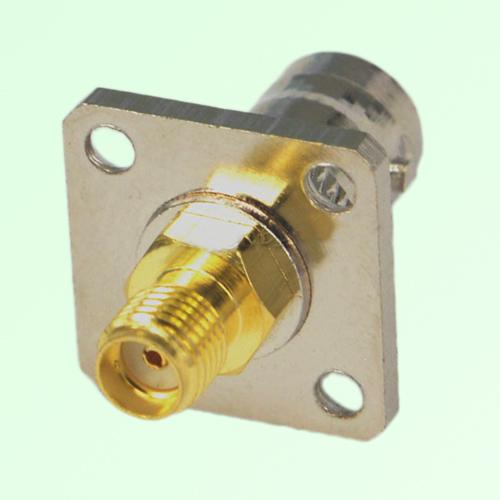 4 Hole Panel Mount BNC Female Jack to SMA Female Jack Adapter